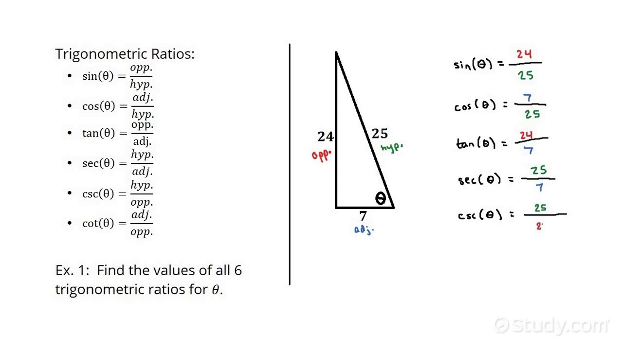 How to Find Trigonometric Ratios Given a Right Triangle | Trigonometry ...